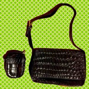 EGO | Bags | Vintage Ego Black Crocodile Leather Bag With Matching ...